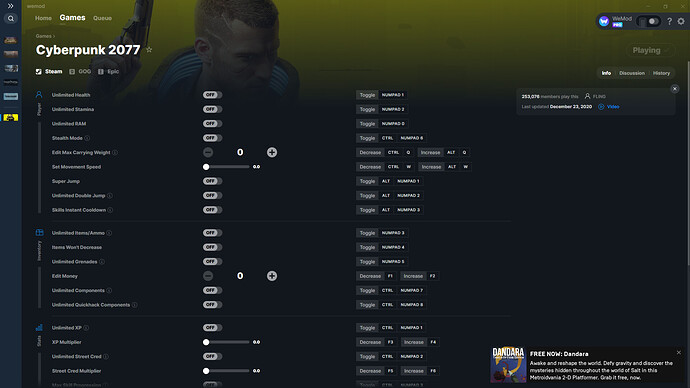 Cyberpunk 2077 Cheats and Trainer for Steam - Trainers - WeMod Community