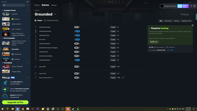 Grounded Cheats and Trainer for Steam - Trainers - WeMod Community