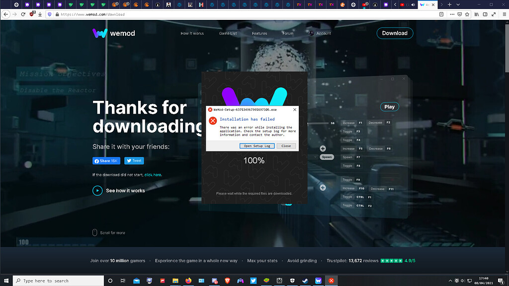 The application wont install - WeMod App - WeMod Community