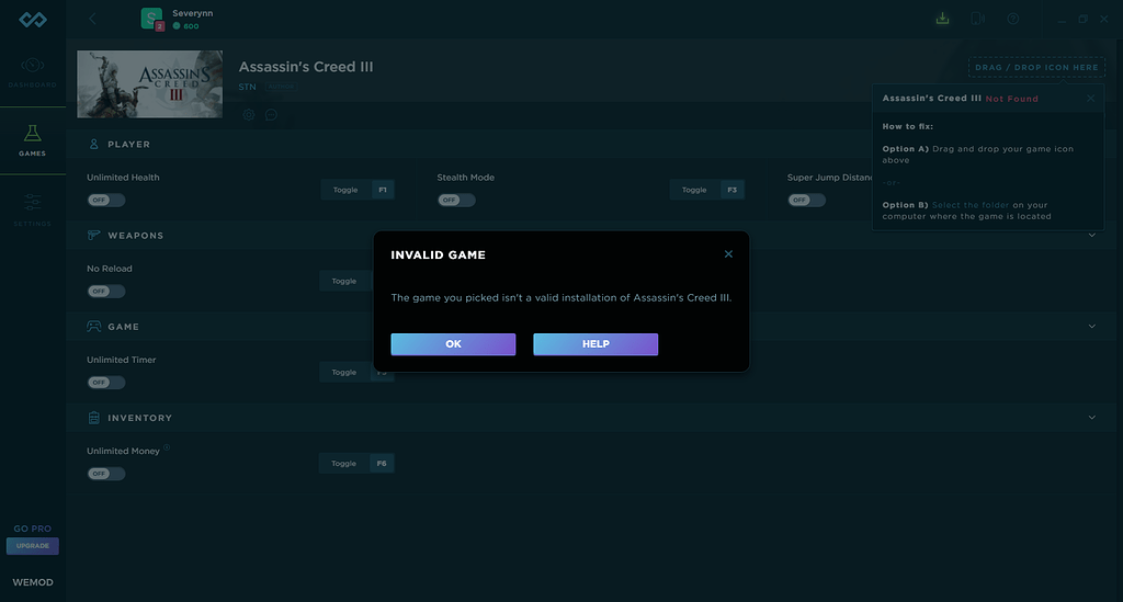 Assasin's Creed 3 trainer won't work - Support - WeMod Community