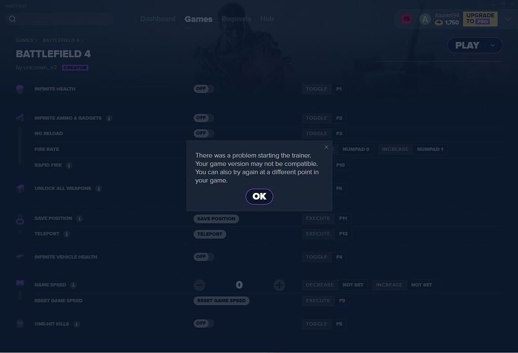 Battlefield 4 Not Working - Support - WeMod Community