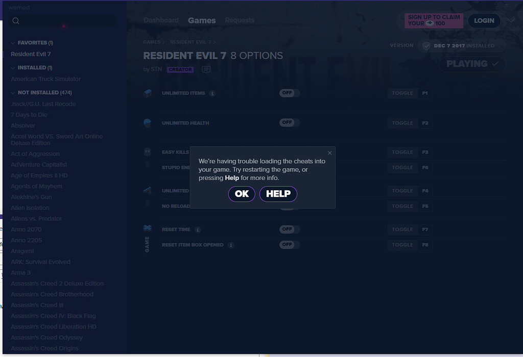 Infinity Ammo for Resident Evil 7 is not working! - WeMod App - WeMod ...