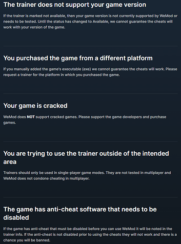 Can't enable cheats for multiple games - Support - WeMod Community