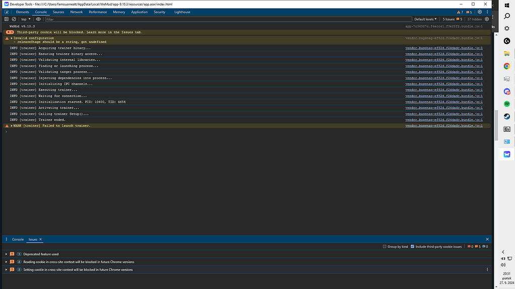 Game stops responding after clicking on play button - Support - WeMod ...