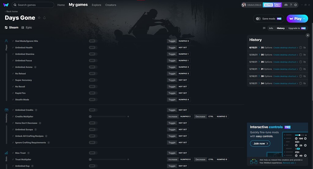 Custom history desktop shortcut - Suggestions - WeMod Community