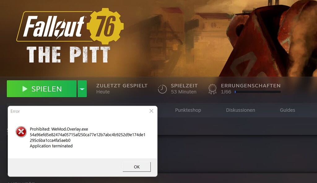Cant play Fallout 76 without crash - Support - WeMod Community
