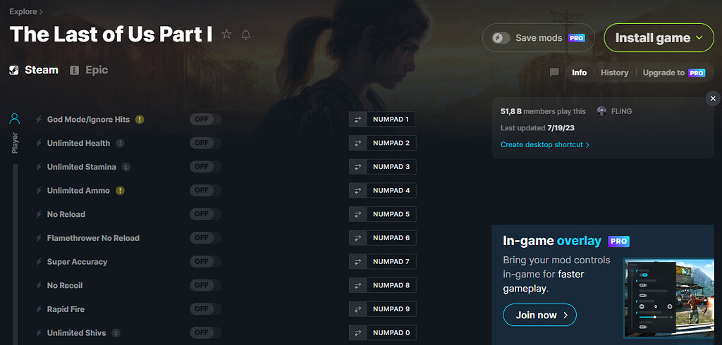 Last of us part 1 is not working - Support - WeMod Community