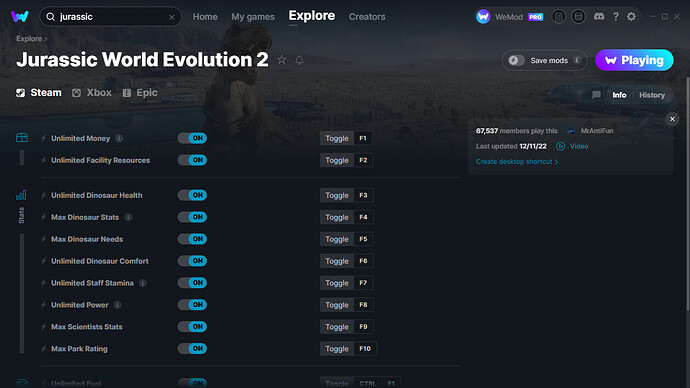Jurassic World Evolution 2 Cheats and Trainer for Steam - Page 9 - Trainers - WeMod Community